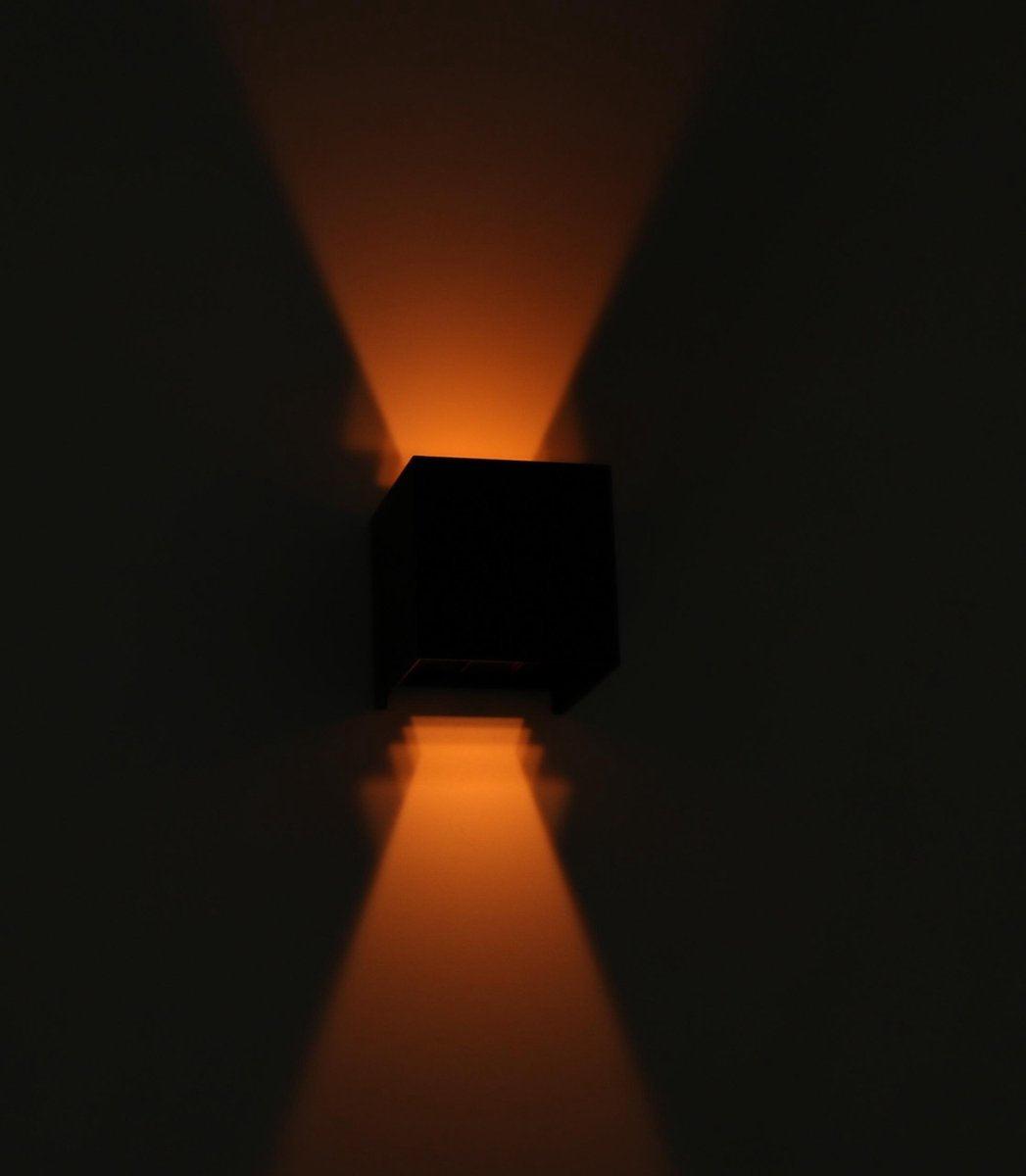 Zwarte Kubus LED Wandlamp - Dimbaar - Voor Binnen & Buiten – LED.nl